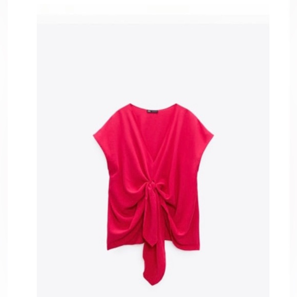 Zara | Tops | Zara Pink Flowy Knot Top Medium Nwt | Poshmark